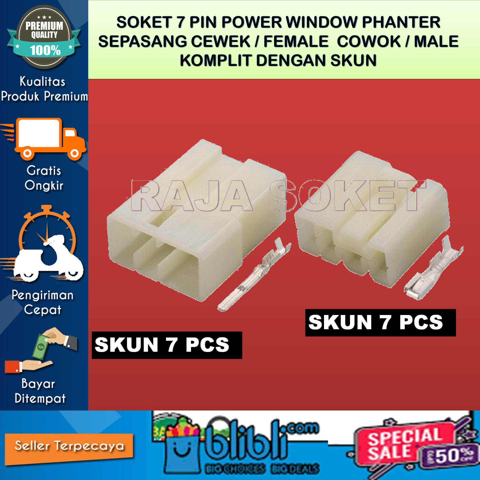 Jual SOKET KABEL 7 PIN POWER WINDOW MITSUBISHI ISUZU PHANTER SET CEWEK ...