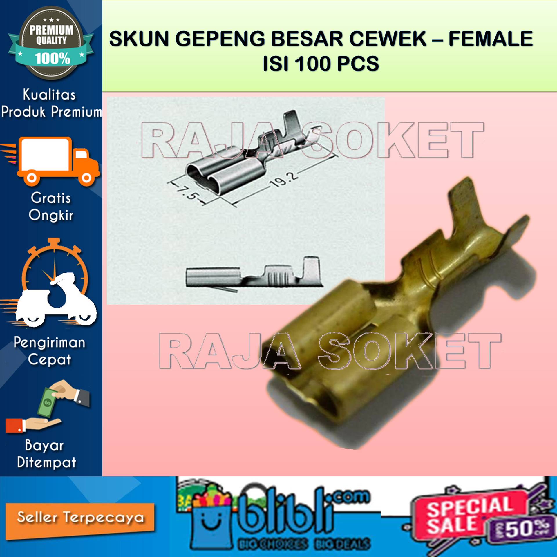 Jual Skun Gepeng Besar Cewek- Female isi 100 pcs - Untuk Soket Gepeng ...
