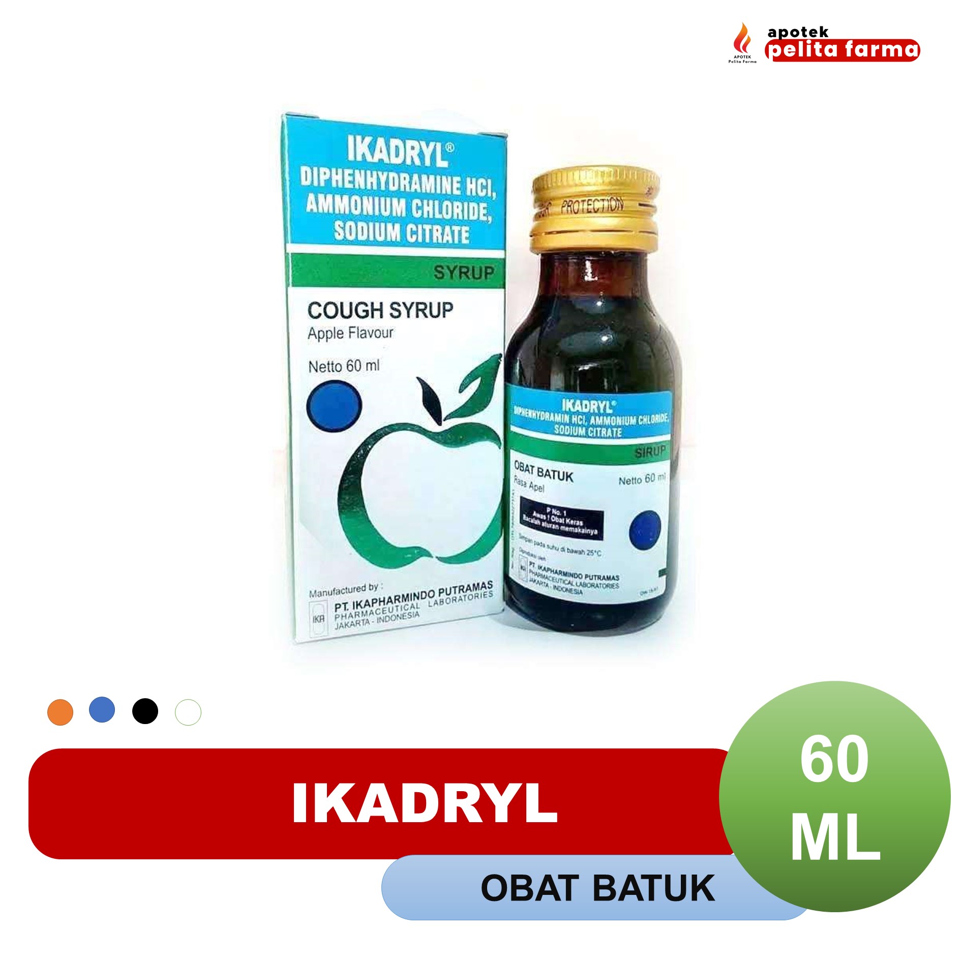 Promo Ikadryl Rasa Apel Sirup [60 mL] Diskon 3% di Seller Apotek Pelita ...
