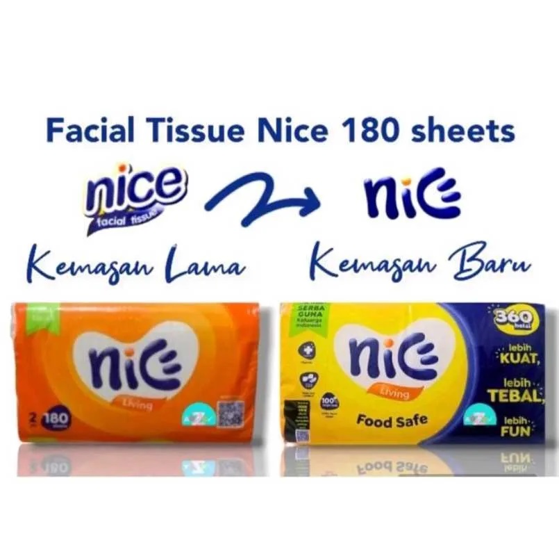 Promo Nice Facial Tissue Soft Pack 180 Sheet - 2ply / 360 Helai Diskon ...