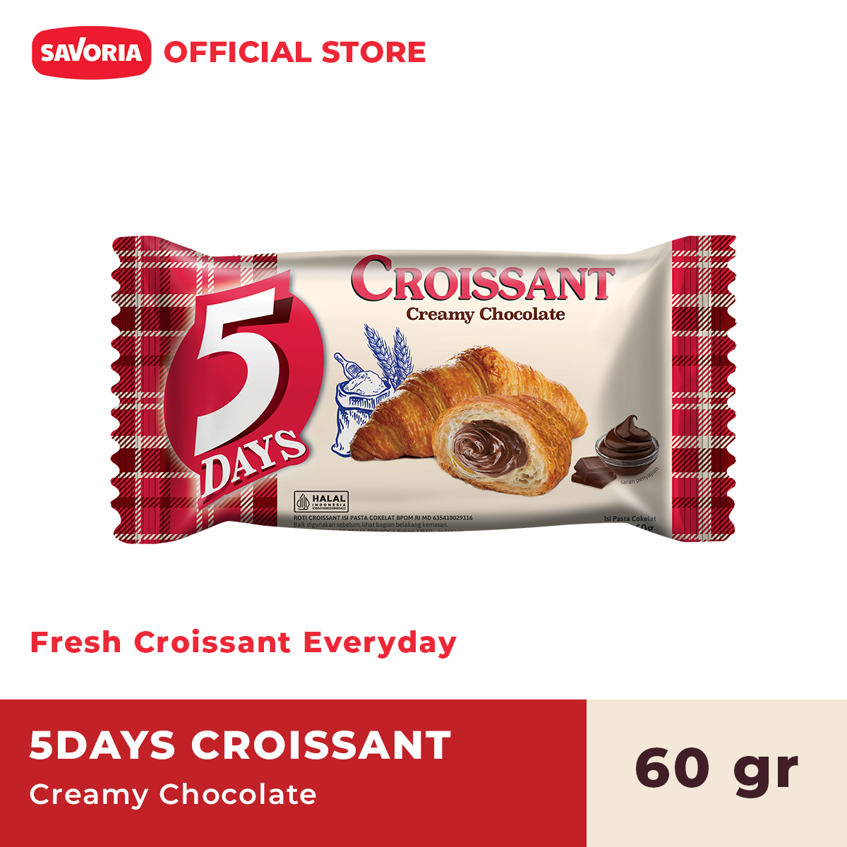 Promo 5 Days Croissant Creamy Chocolate Roti 60 G Diskon 27% Di Seller ...