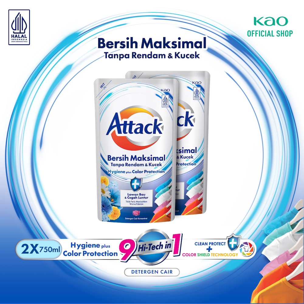 Promo Attack Hygiene Plus Deterjen Cair Semua Jenis Mesin Cuci 750ml [2 ...