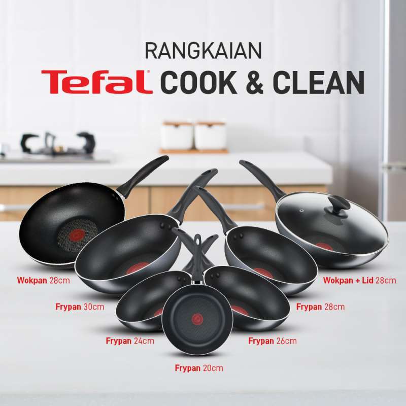 Promo Tefal Cook & Clean Wokpan 28cm + Lid Wajan Anti Lengket Diskon 42% Di Seller Tefal ...