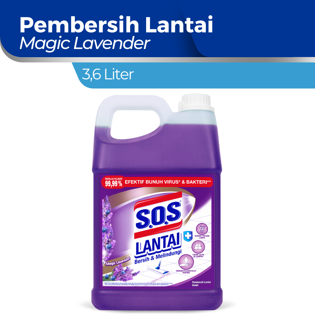 Promo SOS Cairan Pembersih Lantai Magic Lavender 3.6 L Diskon 26% di ...
