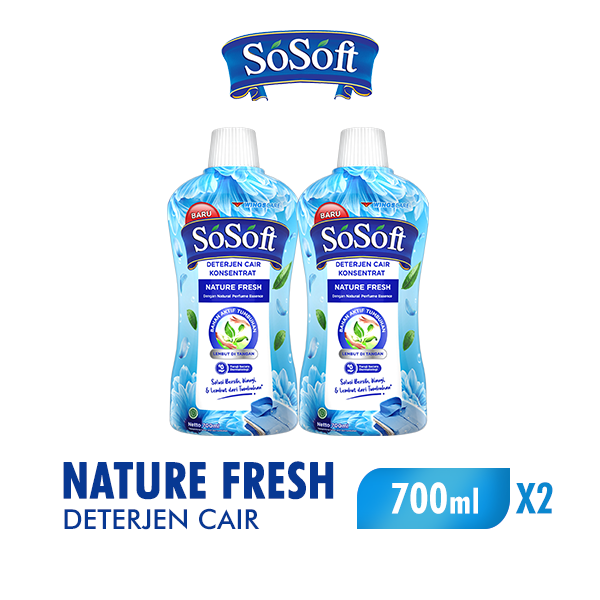 Promo SoSoft Deterjen Cair Nature Fresh Botol 700 mL [2 Pcs] Diskon 41% ...