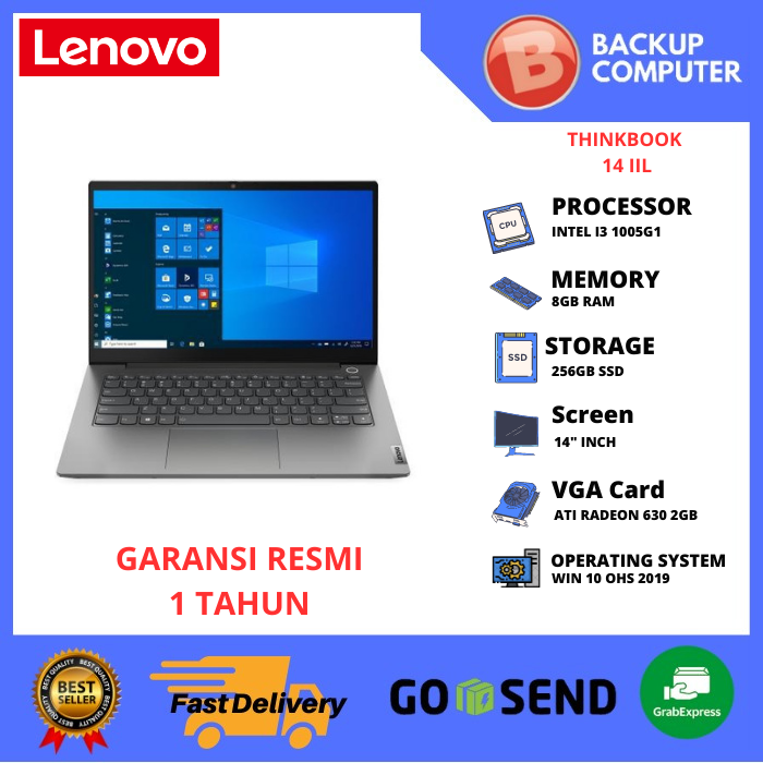 Jual Lenovo Thinkbook 14IIL 20SL00MKID-i3-1005G1 8GB SSD256GB Win10Home+OHS di Seller BACKUP ...
