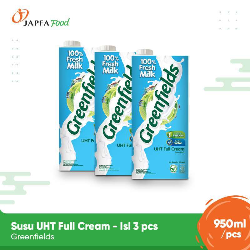 Promo Greenfields Susu Uht Full Cream 950ml - Isi 3 Pcs - 100% Fresh Milk Dari Greenfields Farm ...