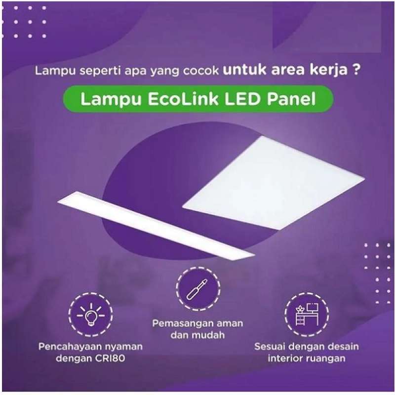 Jual Ecolink Lampu Led Panel Kotak Rumah Sakit Kantor Bengkel W Watt W Watt Warna Putih