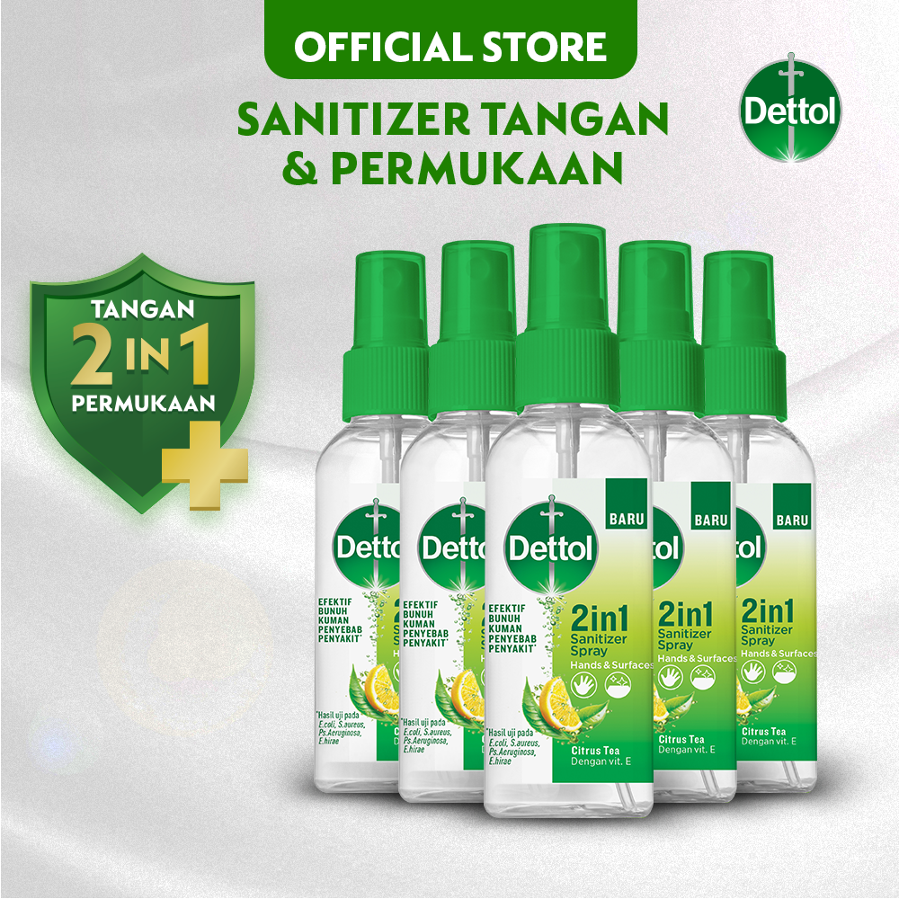 Promo Dettol 2in1 Hand Sanitizer Anti Bakteri Spray [50mL x 5 pcs ...