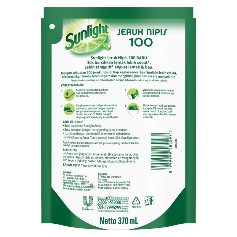 Promo Sunlight Jeruk Nipis Sabun Cuci Piring [370 Ml] Diskon 22% Di Seller Unilever Id (home ...