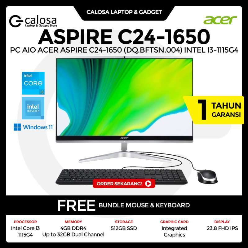 Jual PC AIO ACER ASPIRE C24-1650 (DQ.BFTSN.004) INTEL I3 4GB 512GB ...