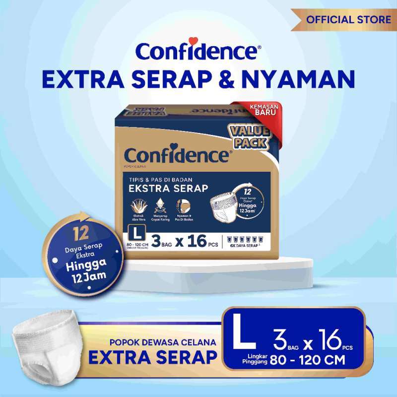Promo Confidence Popok Dewasa Celana Ekstra Serap E-pack [size L/16x3 ...
