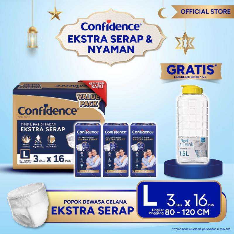 Promo Confidence Popok Dewasa Celana Ekstra Serap E-pack [size L/16x3 ...