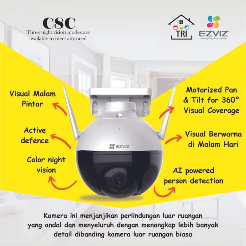 Promo EZVIZ C8C IP Camera Outdoor Pan Tilt Wifi Color Night Vision ...