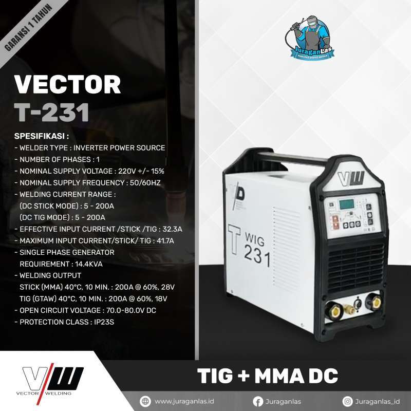 Jual Vector T-231 Mesin Las Argon Dc Pulse + Mma 200a Di Seller Juragan ...