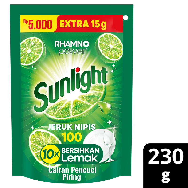Promo Sunlight Jeruk Nipis Sabun Cuci Piring Refill 230 G Diskon 25% Di ...