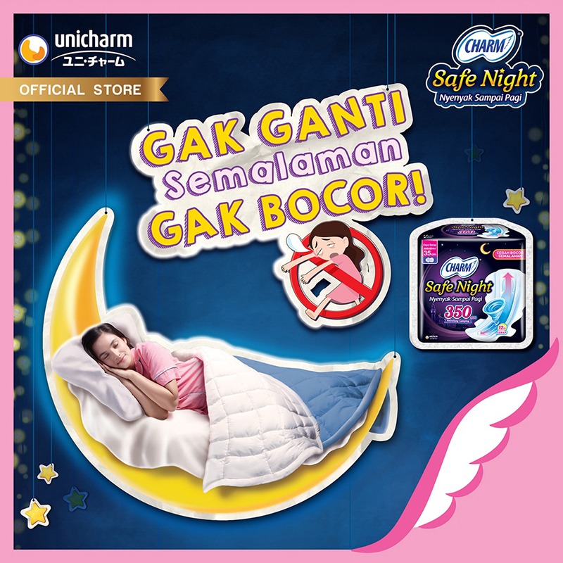 Promo Charm Safe Night Pembalut Wanita Gather Wing 35 Cm 11 Pcs Diskon ...