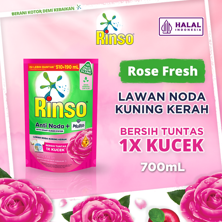 Jual Bandung - Rinso Molto Rose Fresh Liquid Detergent [700 Ml/ Pouch ...