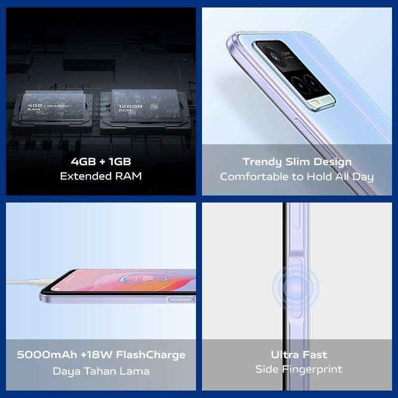 Jual Vivo Y21 - [ram 4gb+1gb Extended, Rom 64gb, 5000mah Battery+18w ...