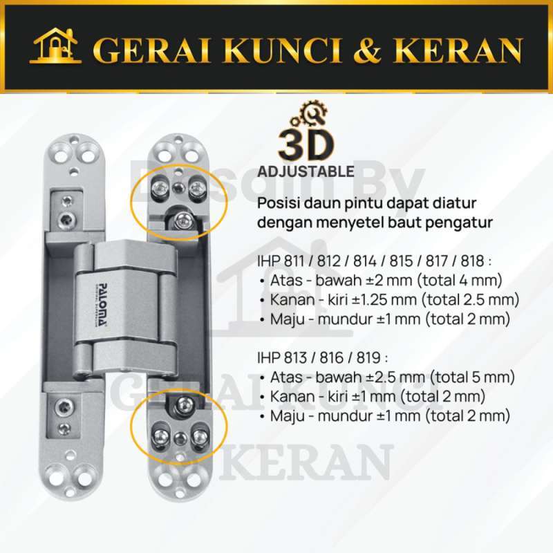 Jual Paloma Ihp 813 P120 Na Invisible Hinge Concealed Engsel Tanam D120 ...