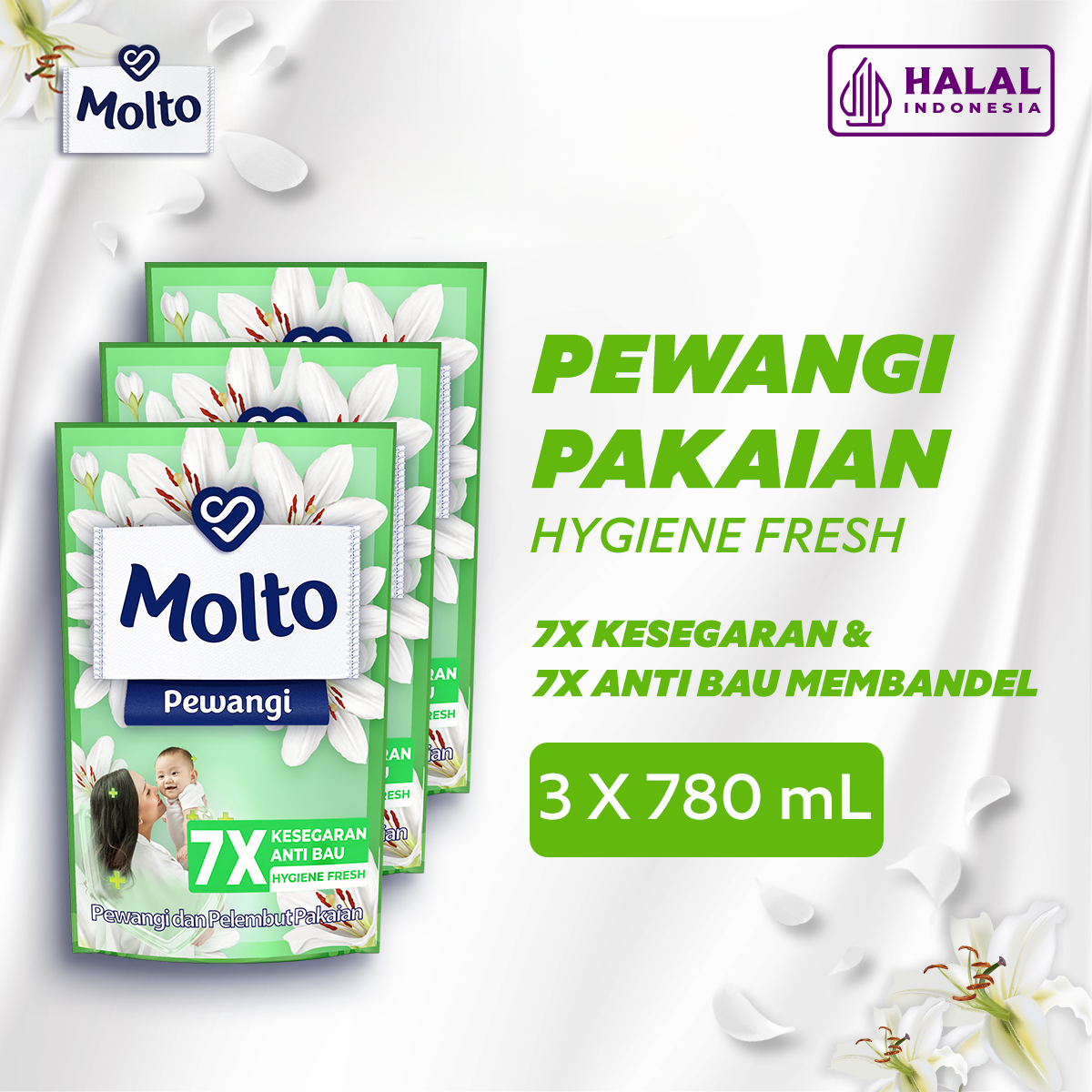 Promo Molto Pewangi Pakaian Hygiene Fresh 7x Kesegaran & Anti Bau 780 ...
