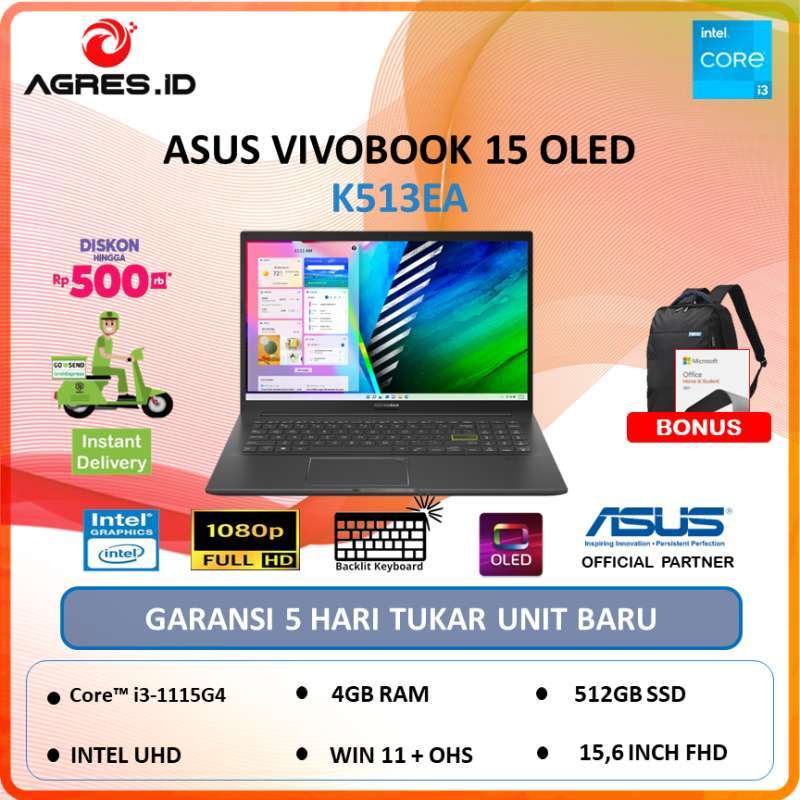Jual Asus K513ea Oled - I3 1115g4 4gb 512gb Ssd W11 Ohs 15.6fhd Oled ...