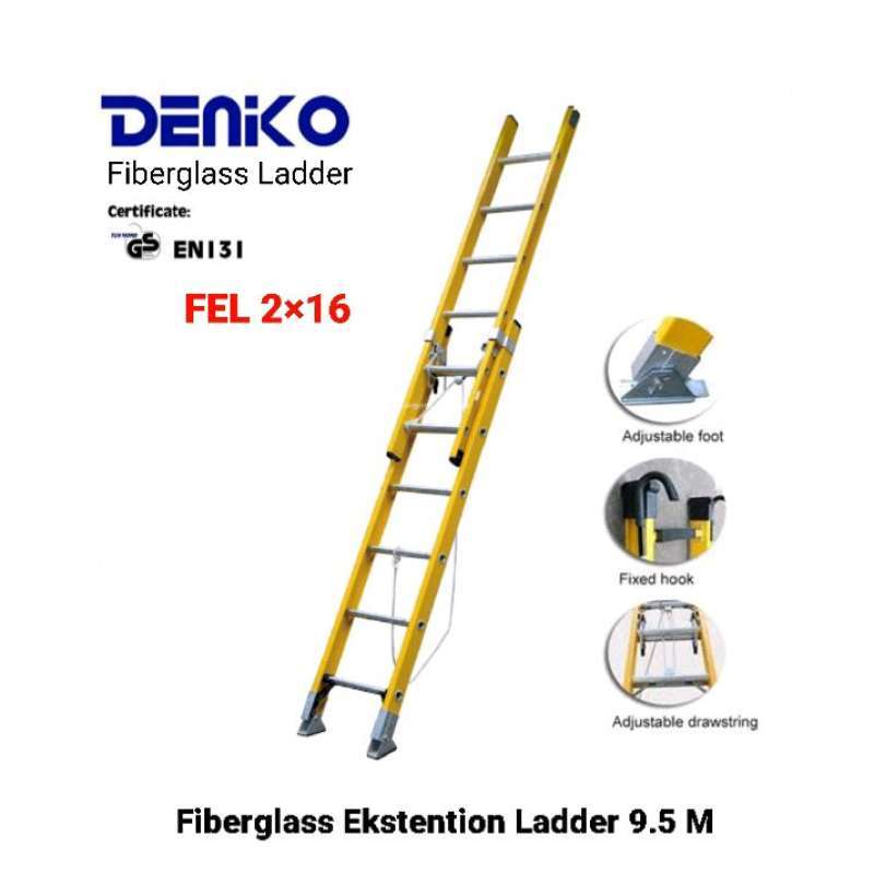 Jual Tangga Pln 9.5 Meter Fiberglass Extension Ladder Denko Fel2×16 Di ...