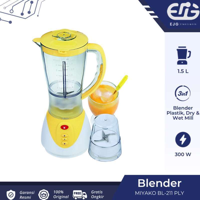 Jual Miyako Blender Plastic BL 211 PLY 1.5L 2in1 300W BL211PLY di Seller EJG Elektronik Official ...