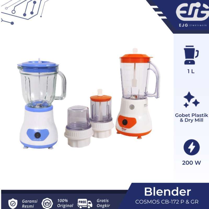 Jual Cosmos Blender CB 172 P/GR 3In1 Plastik Kaca 1 Liter CB172P/GR - Biru di Seller EJG ...