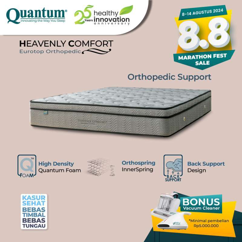 Promo Kasur Orthopedic Quantum Springbed Heavenly Comfort Eurotop - 90 ...