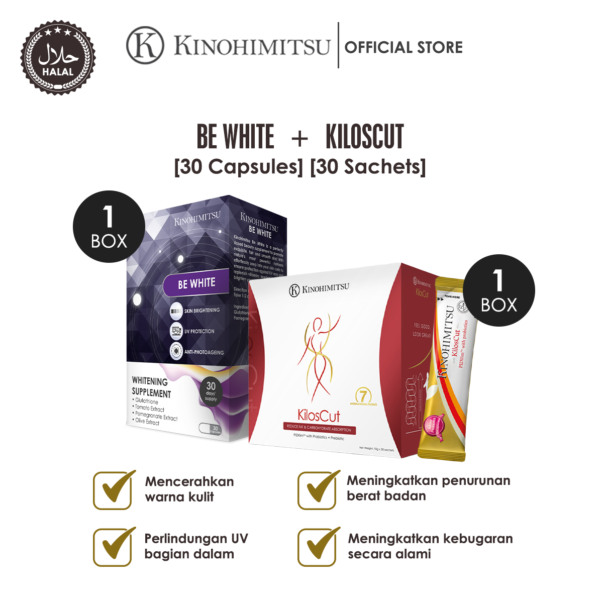 Promo Kinohimitsu - Best Seller Combo - 1 Box Be White 450mg X 30 ...