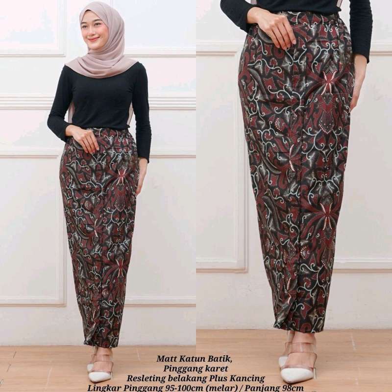 Promo Prs No Brand Rok Batik Panjang Modern Rok Batik Span Diskon 35% ...
