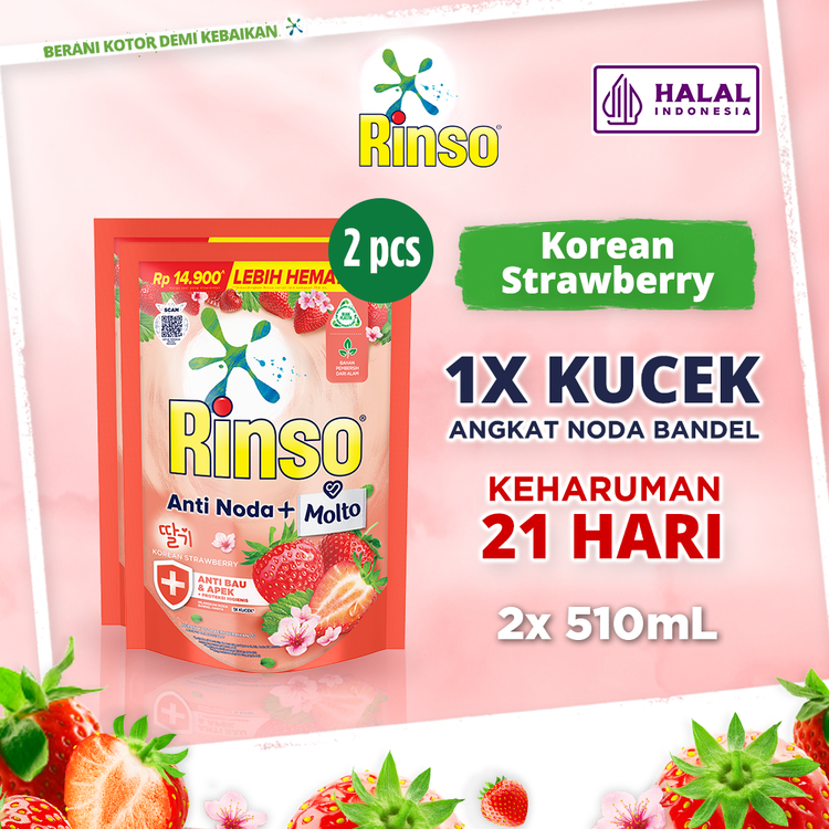 Promo Rinso Sensi Fresh Korean Strawberry Detergent Cair [510 Ml] Isi 2 ...