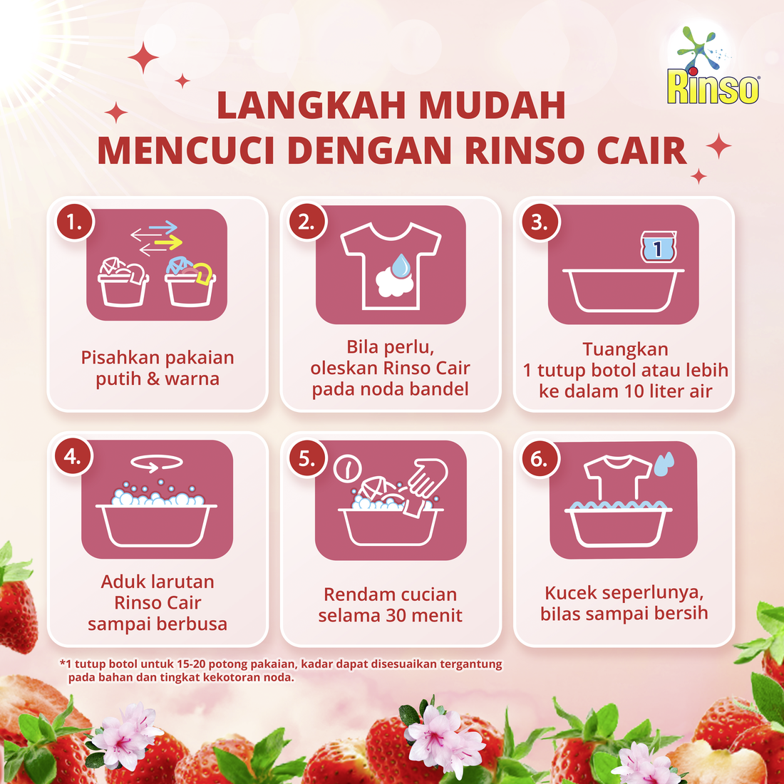 Promo Rinso Sensi Fresh Korean Strawberry Detergent Cair [510 Ml] Isi 2 ...