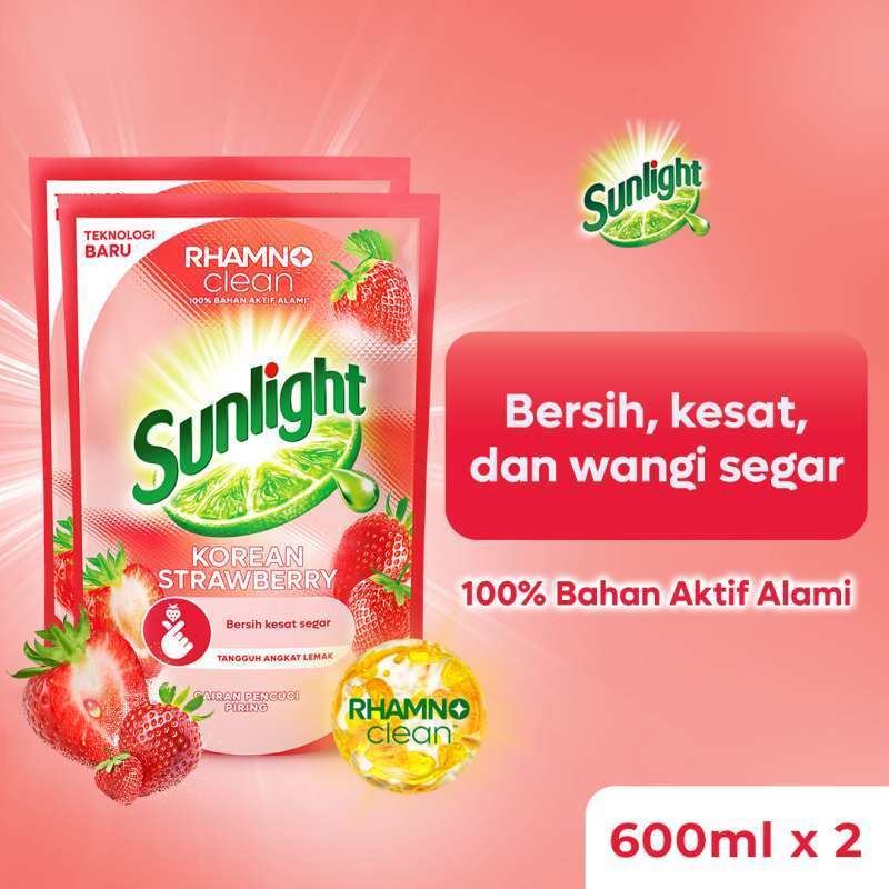 Promo Sunlight Sabun Cuci Piring Cair Refill Extra Korean Strawberry 600 Ml [2 Pcs] Diskon 33% ...