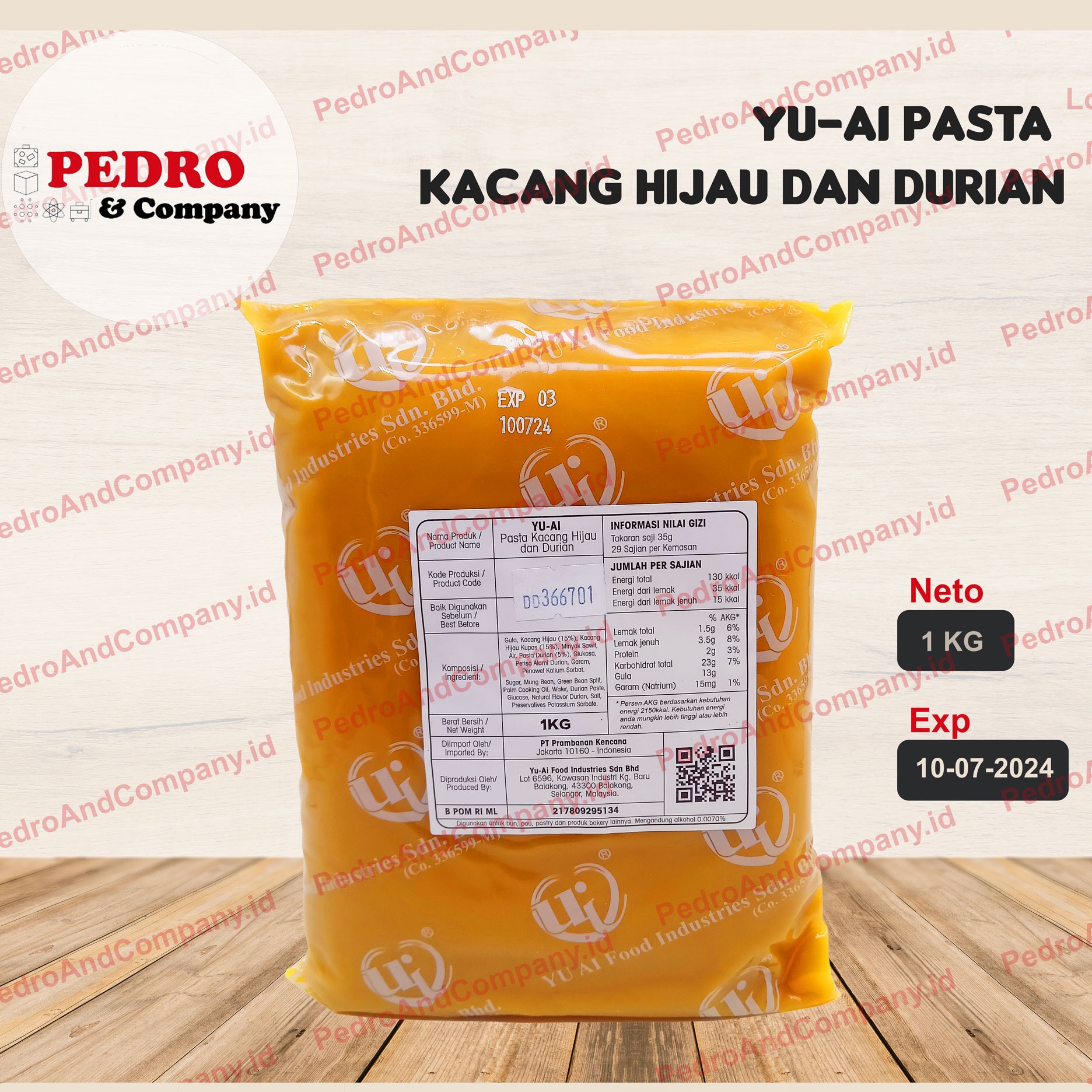 Jual Yu ai durian mung bean paste filling 1kg - pasta kacang hijau & durian di Seller ...