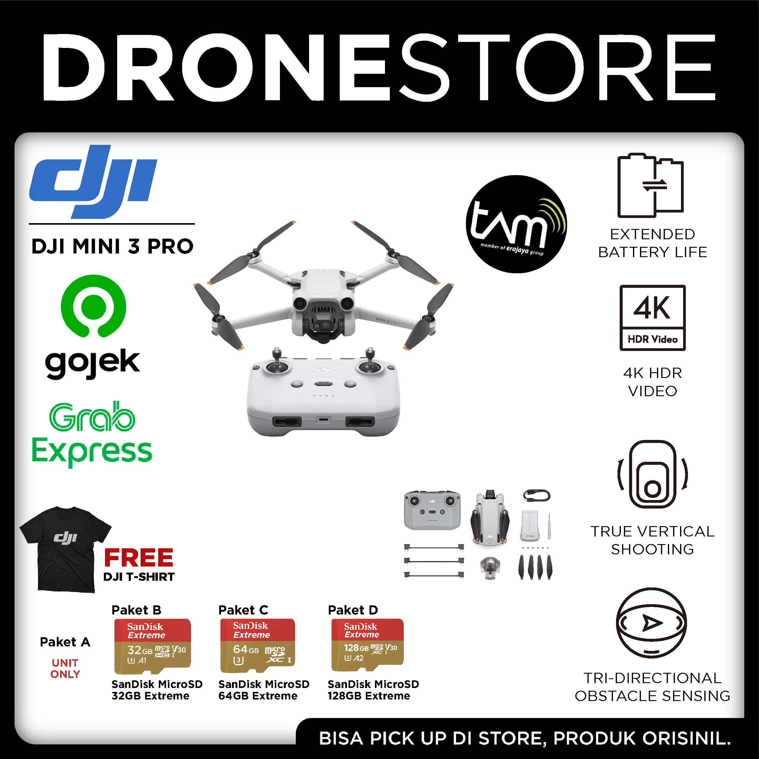 Jual DJI Mavic Mini 3 Pro Camera Drone Original Garansi Resmi TAM 1 ...