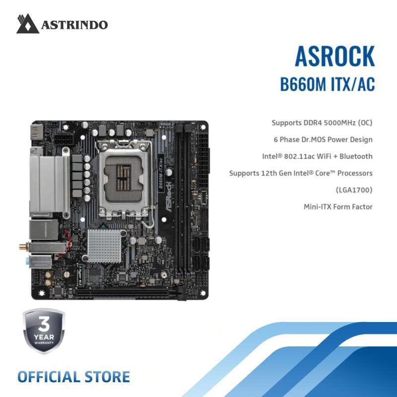 Jual Asrock Motherboard B660m Itx Ac - Lga 1700 Mini Itx Di Seller Ast Official Store - Ancol ...
