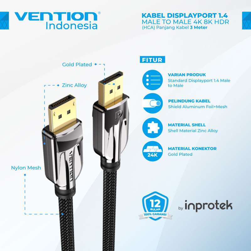 Jual Vention Kabel Displayport Dp 1.4 Male To Male 4k 8k Hdr Adaptive ...