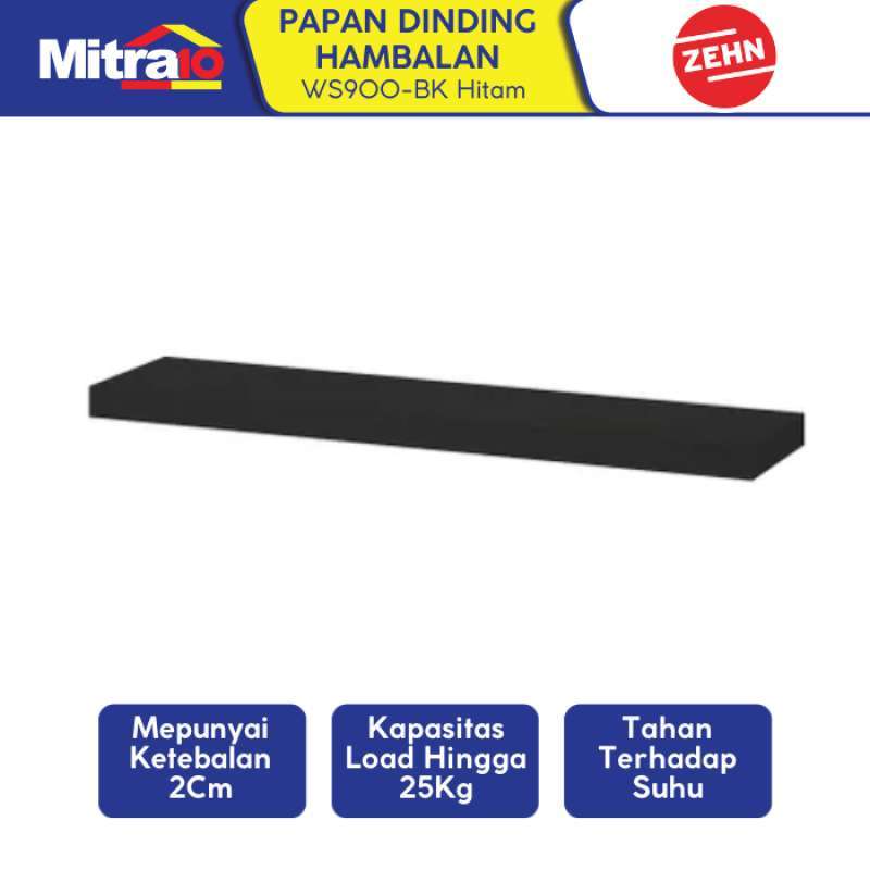 Jual Zehn Papan Dinding Hambalan Ws900-bk 90x20x2 Cm Hitam Di Seller ...