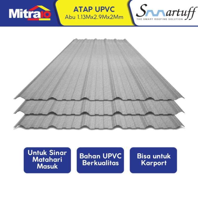 Promo Smartuff Lembaran Atap Asapvc 3 Lapisan 1.13mx2.9mx0.2m Abu ...