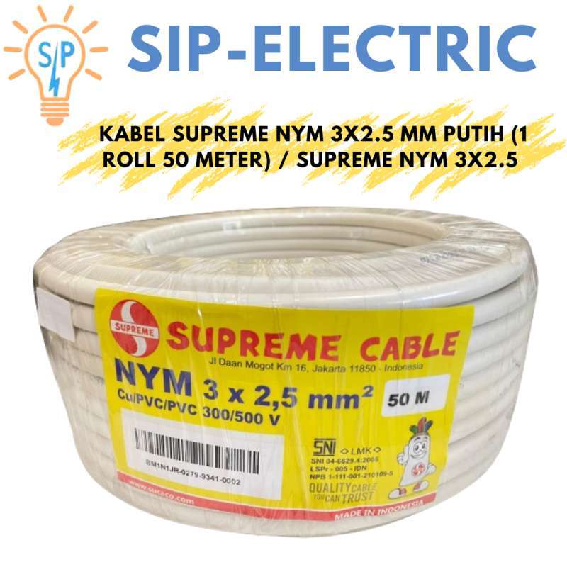 Jual Kabel Supreme Nym 3x2.5 Mm Putih (1 Roll 50 Meter) / Supreme Nym 3x2,5 Di Seller Sip ...