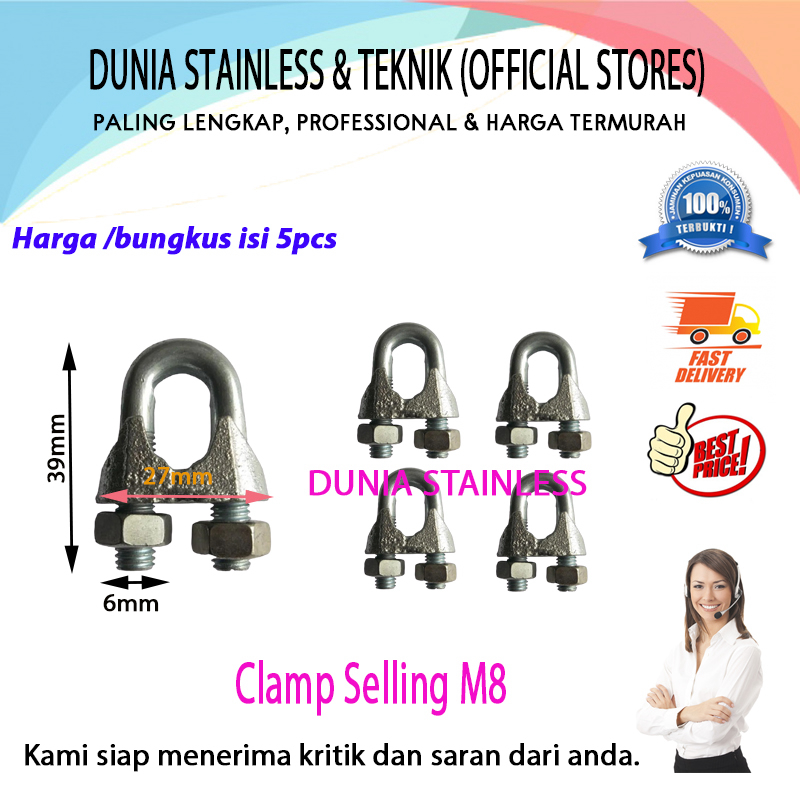 Jual Oem M8 Clamp Selling Per 5pcs Di Seller Dunia Stainless Steel ...