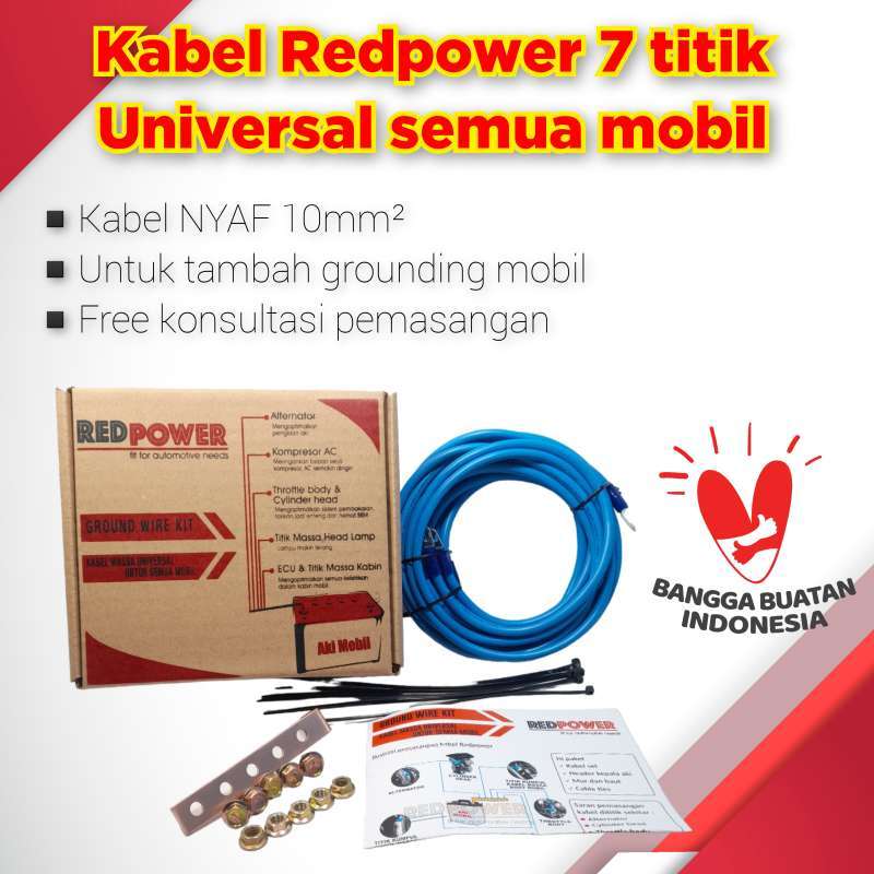Jual Redpower Nyaf Ground Wire Kit Kabel Grounding Mobil - Biru [10mm ...