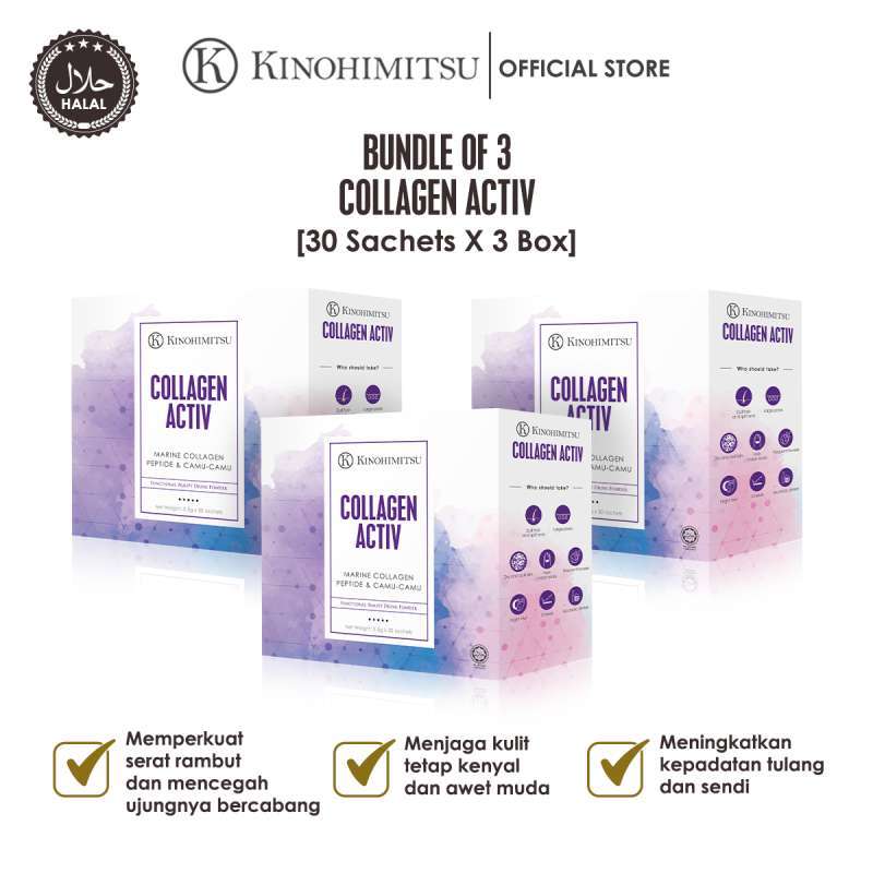 Jual [BUNDLE OF 3] - Kinohimitsu Collagen Activ Kolagen 30 Sachets X 3 ...
