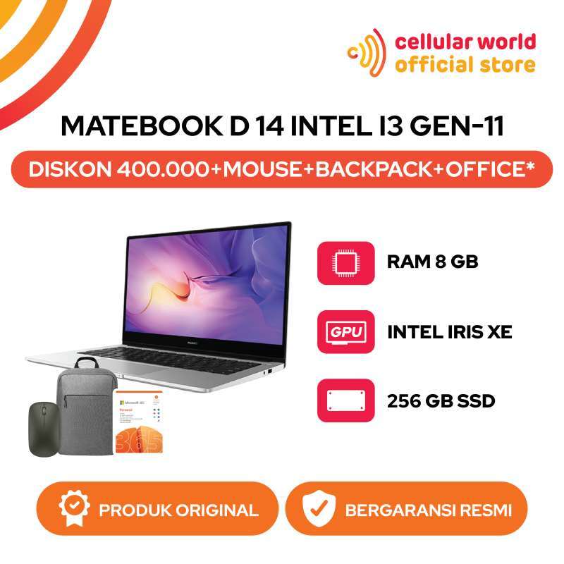 Jual Notebook Huawei Matebook D14 2022 I3 (11th Gen) 8/256gb Garansi ...