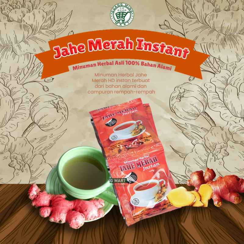 Jual Jahe Merah Instant Hd Sachet Minuman Herbal Asli 100% Bahan Alami ...