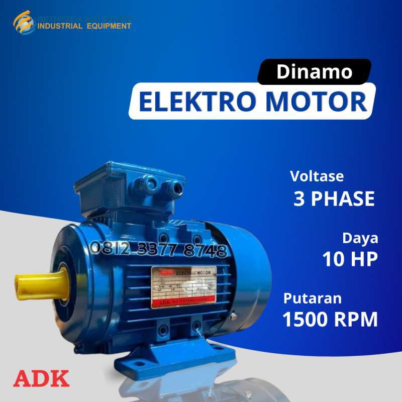 Jual Motor Electro Dinamo 10 Hp 7.5 Kw 3 Phase B3 1500 Rpm 4 Pole Adk Mesin Di Seller Bethesda ...