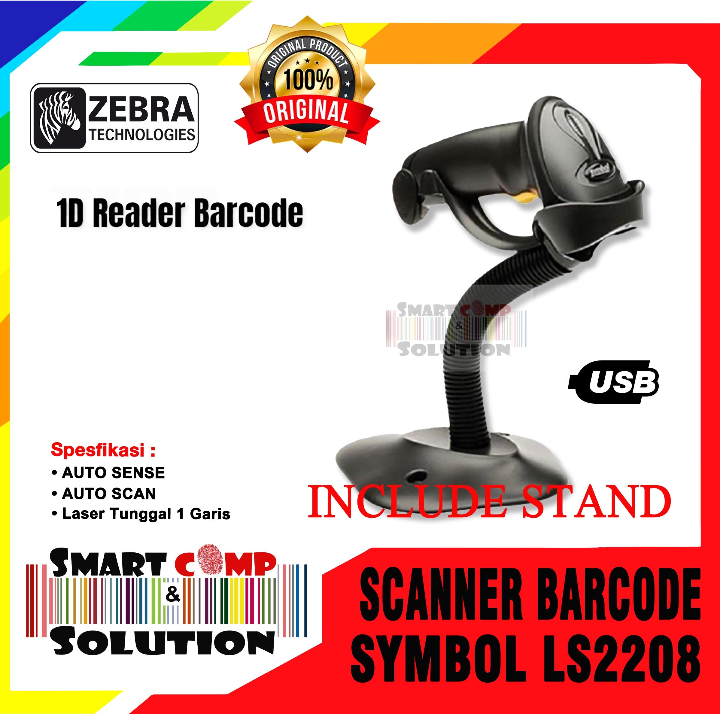 Jual Barcode Scanner Symbol Motorola Ls2208 / Ls 2208 / Ls-2208 - Laser ...
