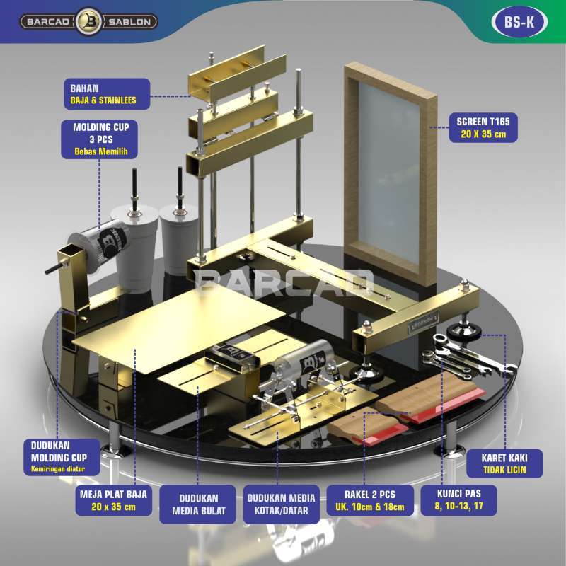 Promo Alat Sablon Komplit Bulat Kotak Datar Cup Plus Tinta & Kostum ...